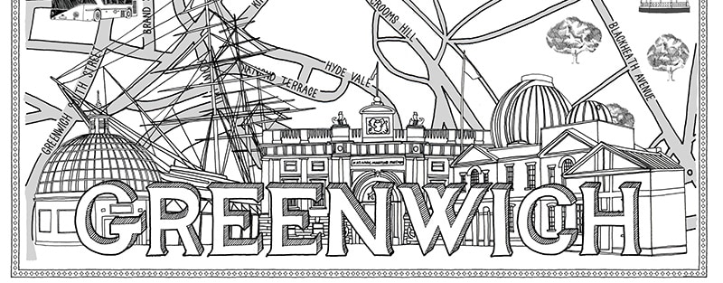 Royal Borough of Greenwich London Map Drawing