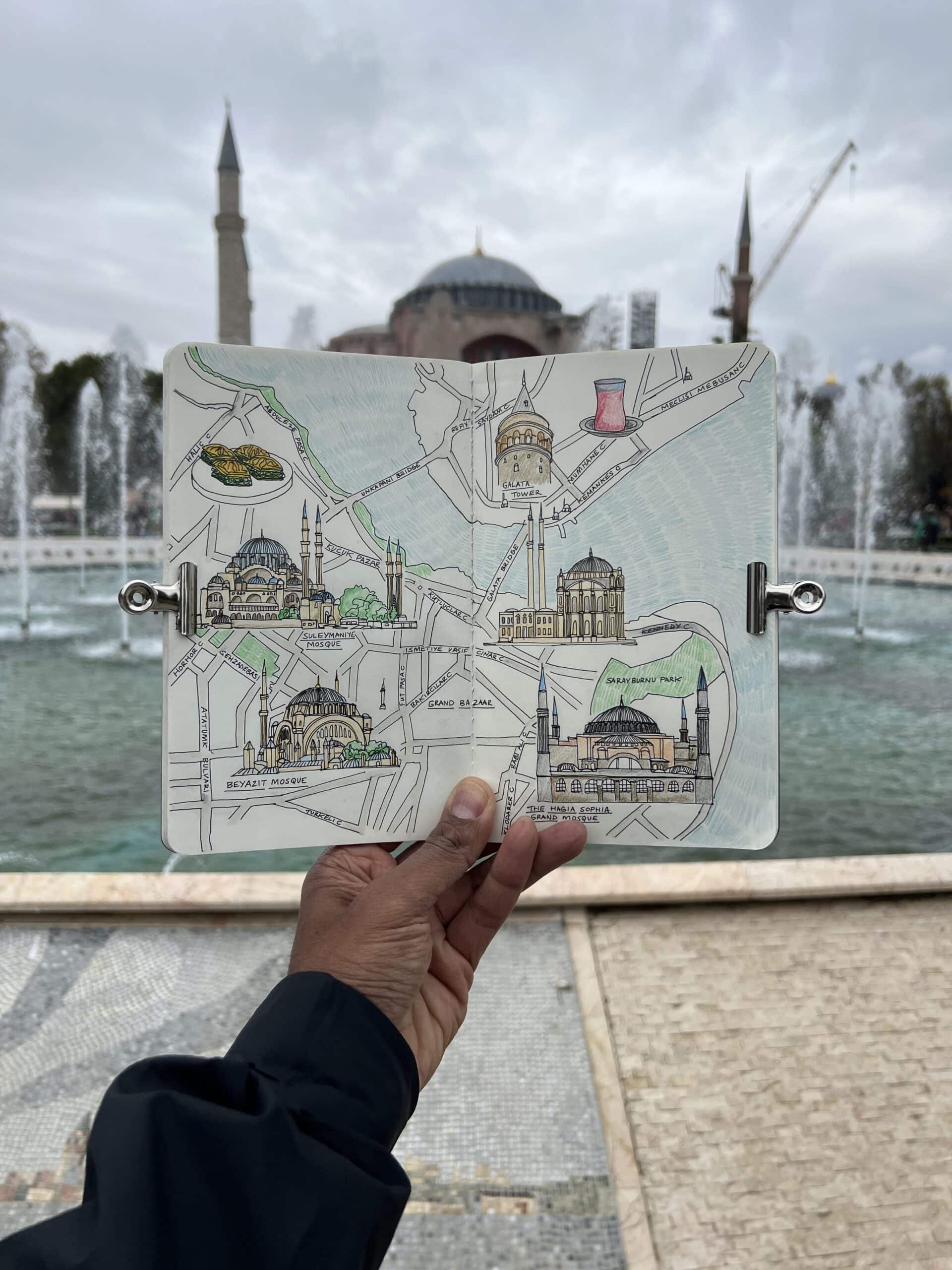 Istanbul Sketchbook Drawings – Travel Art and Map Illustration